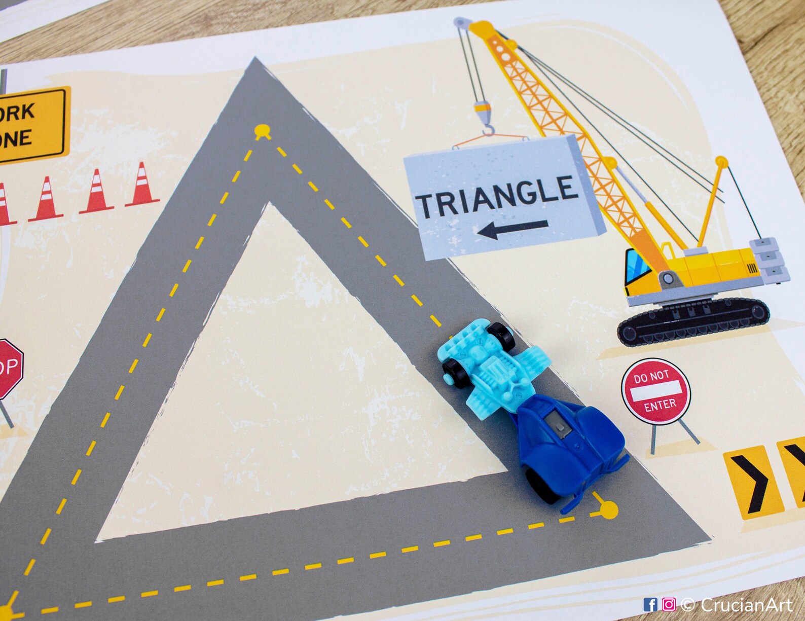 2D Shapes Printable Road Mat for Boys. Construction Truck Tracing ...