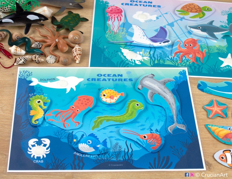 Under the Sea Matching Activity. Ocean Animals Learning Busy Book Page ...
