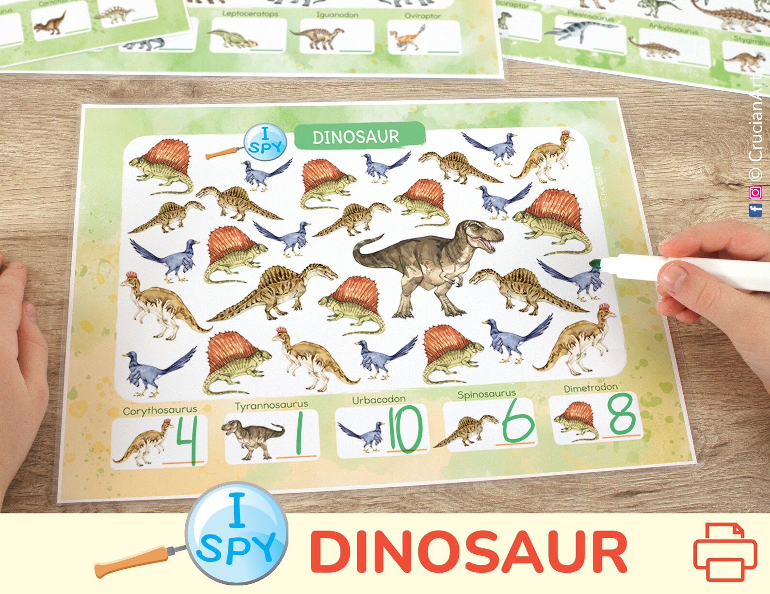 Dinosaur I Spy Counting Activity. Dino Homeschool, Preschool, Pre-k ...