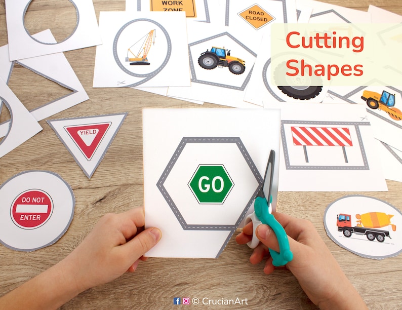 Construction Trucks Scissor Skills Activities. Printable Fine Motor ...