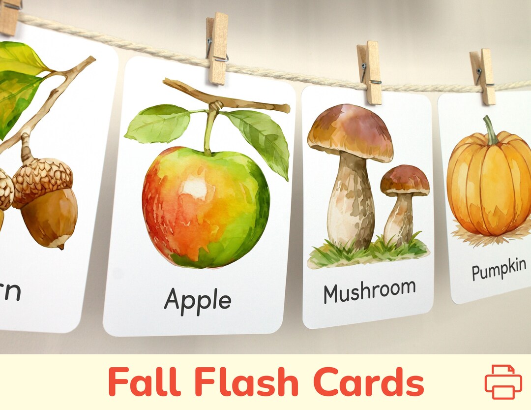 Fall Themed Flashcards for Seasonal Vocabulary Boosts. Toddler ...