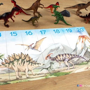 Dinosaur Number Puzzle 1-20. Dino Numbers Sequence Activity. Preschool ...