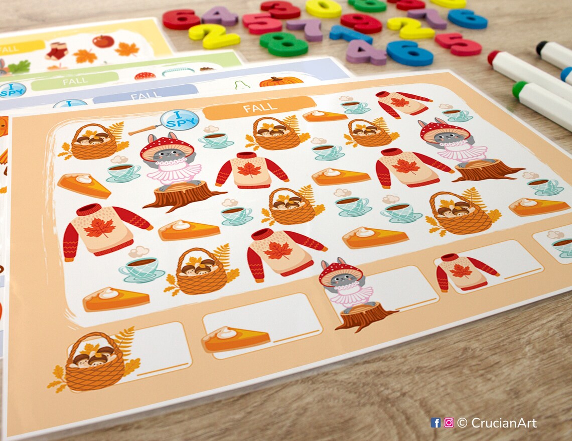 I Spy Fall Counting Activity. Autumn I Spy Printable - Etsy
