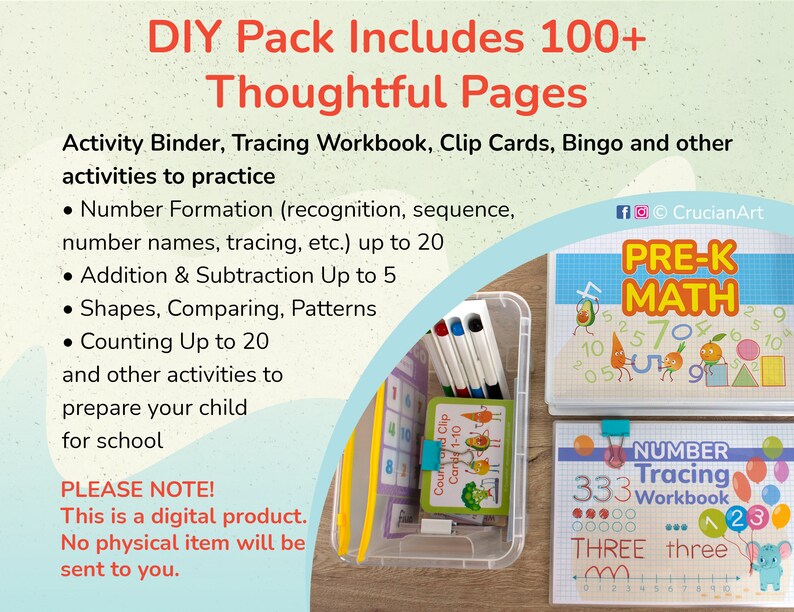 PRE-K MATH Printable Bundle. Prekindergarten Learning Binder. - Etsy