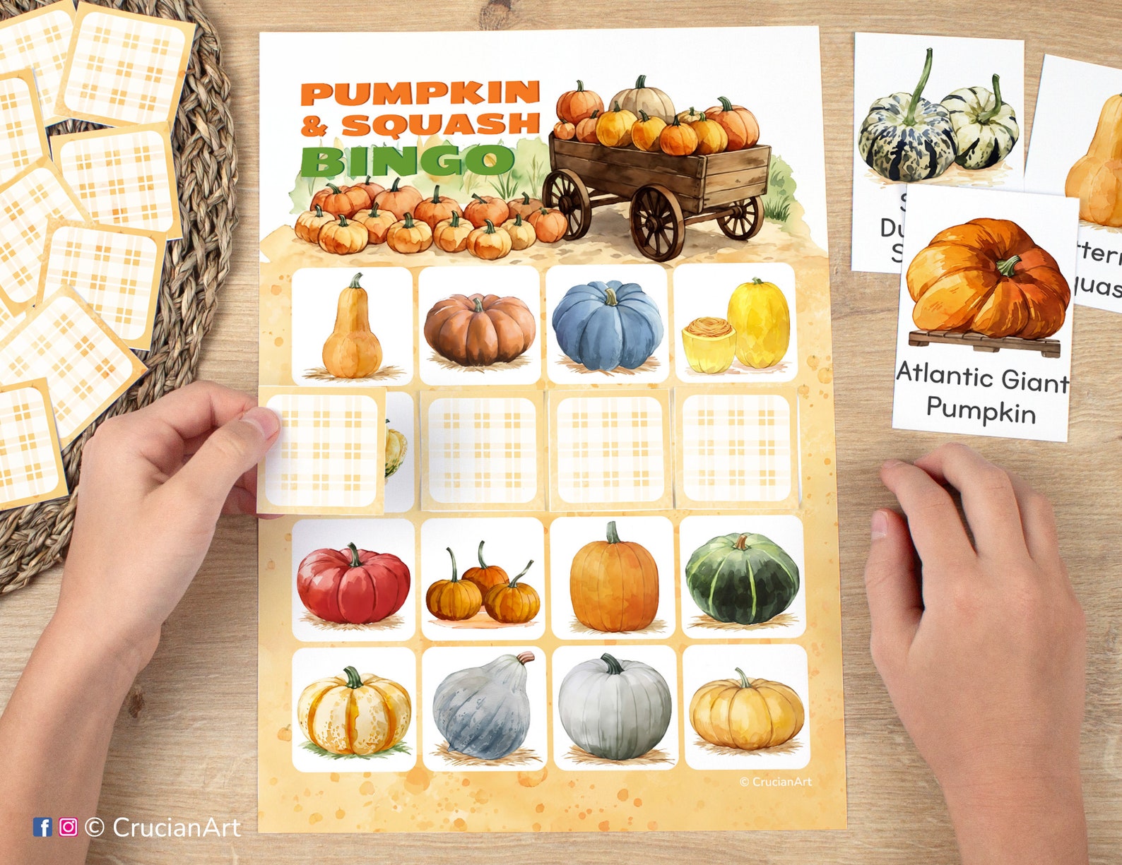 Pumpkins and Squashes Bingo Game: Printable Preschool, Kindergarten ...