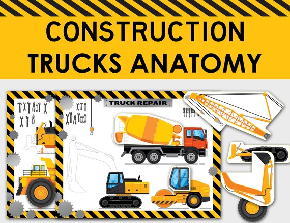 Construction Trucks Anatomy. Printable Busy Book Pre-K | Etsy
