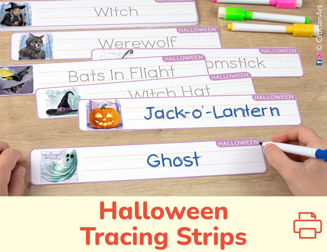 Halloween Tracing Strips: Printable Educational Activities, Preschool ...