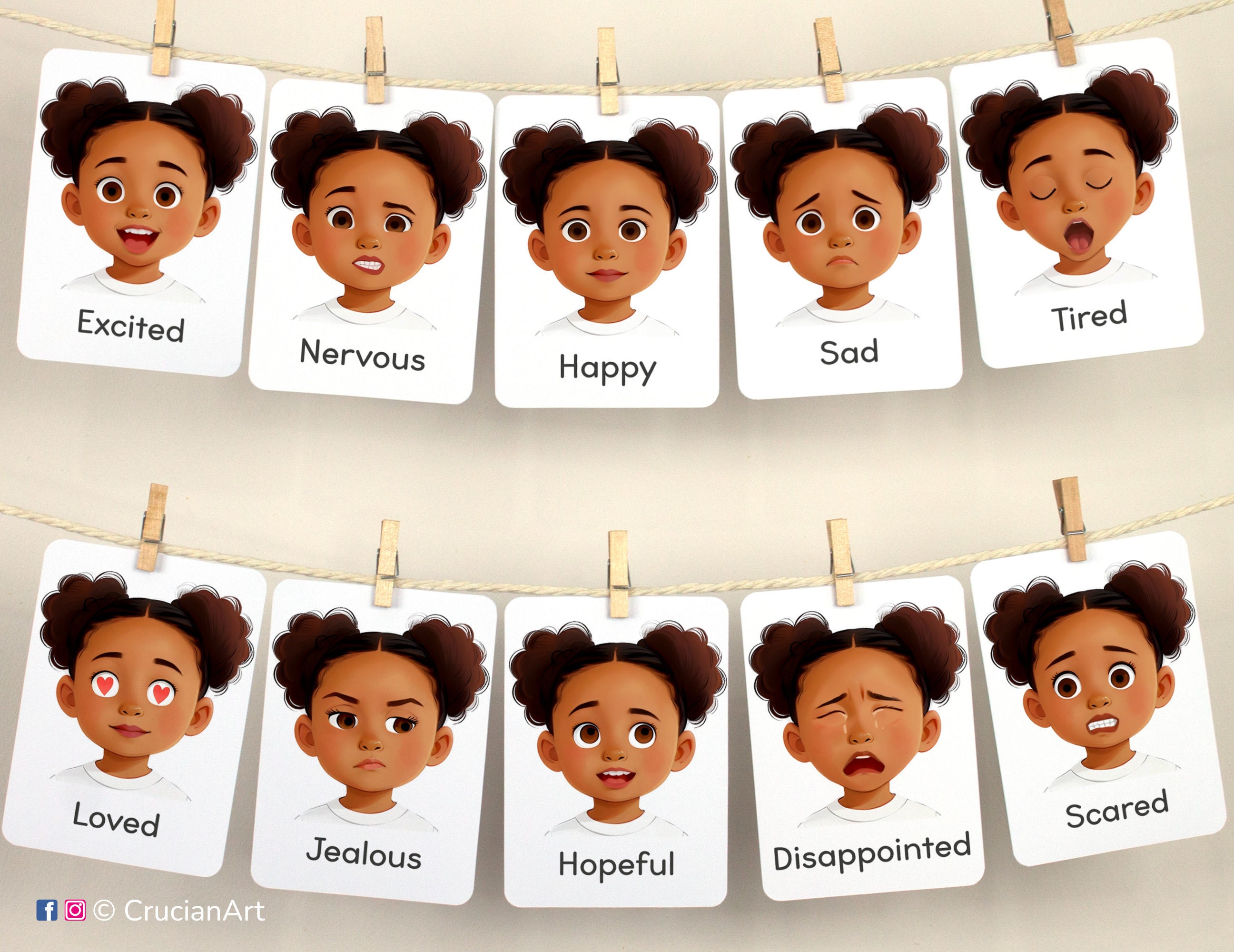 Emotion Flash Cards. Printable Girly Flashcards: Explore Feelings ...