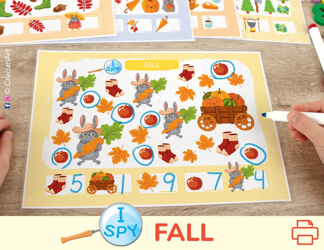 I Spy Fall Counting Activity. Autumn I Spy Printable Worksheets ...