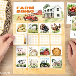 Farm Themed Bingo Game: Printable Preschool, Kindergarten, Toddler ...