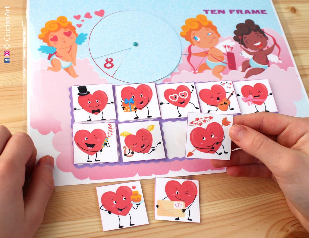 Valentine’s Day Ten Frame Activity With Hearts: Preschool Printable ...