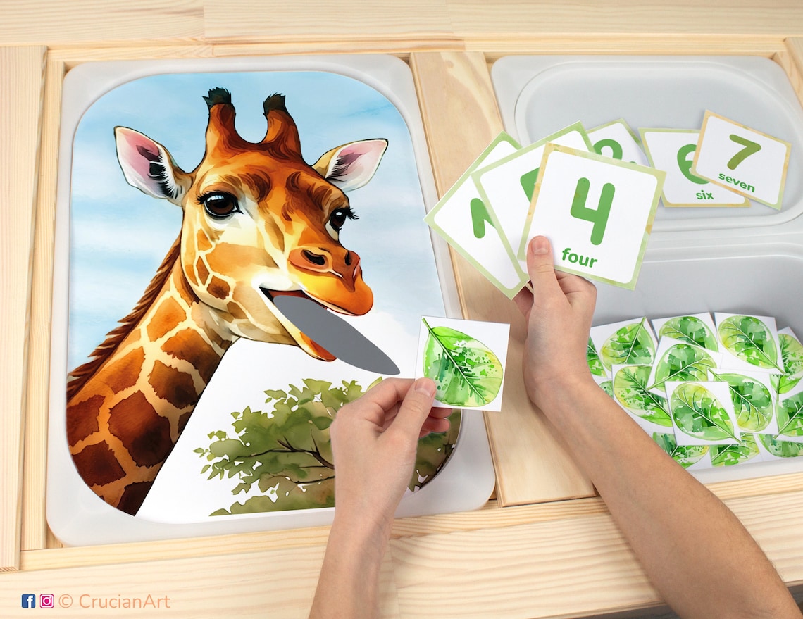 Feed the Giraffe Flisat Insert: African Savannah Theme Counting ...
