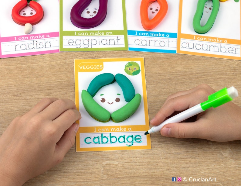 Vegetables Playdough Mats. Printable Toddler Preschool Educational ...