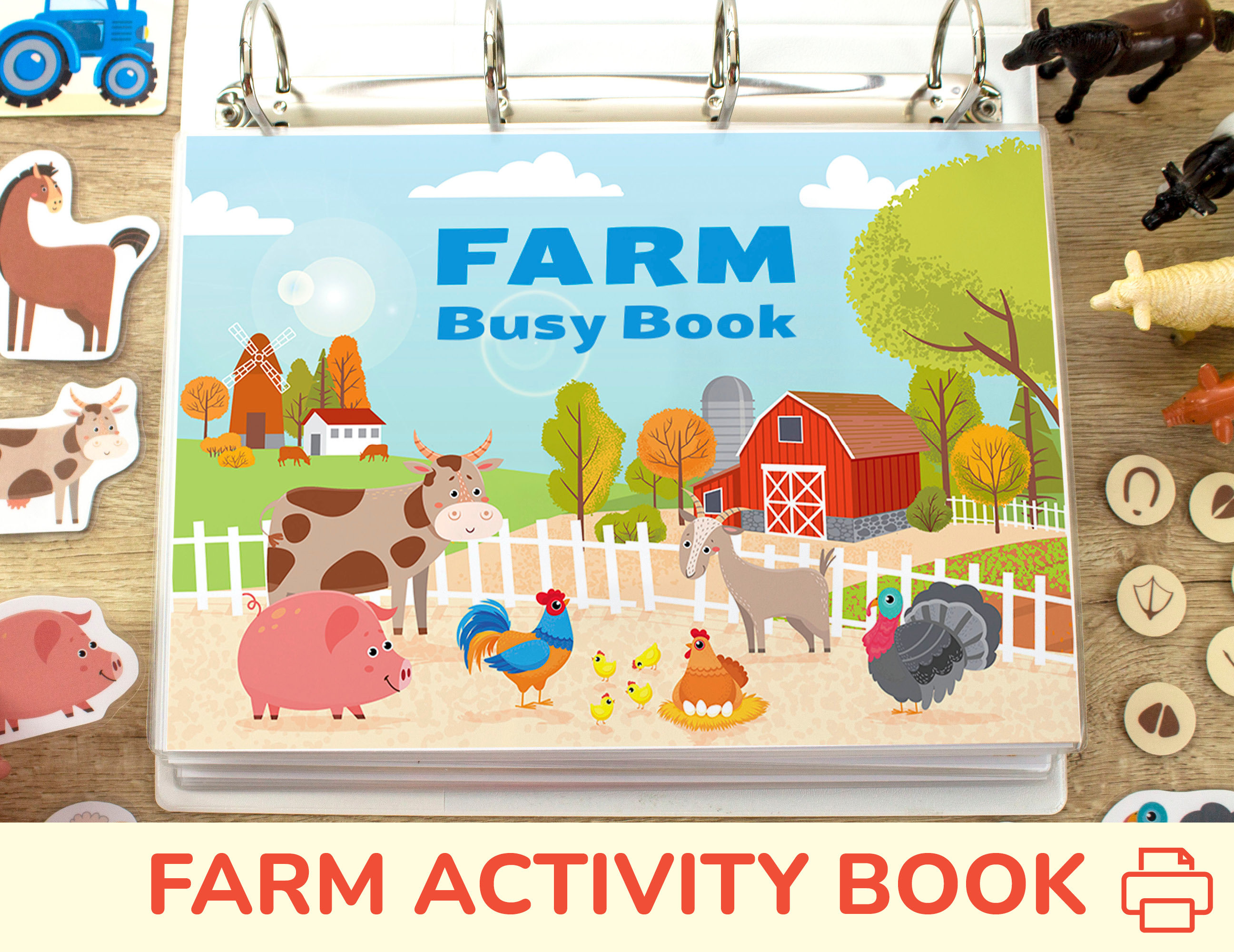 Farm Busy Book: Printable Toddler Preschool Activity Book. Farm Animals ...