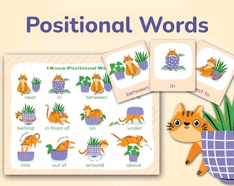 Positional Words Printable Cards. Prepositions Learning Practice ...