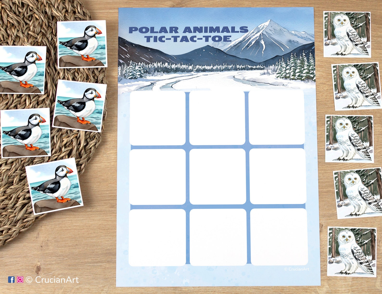Arctic Animals Tic-tac-toe Game: Preschool, Kindergarten Printable ...