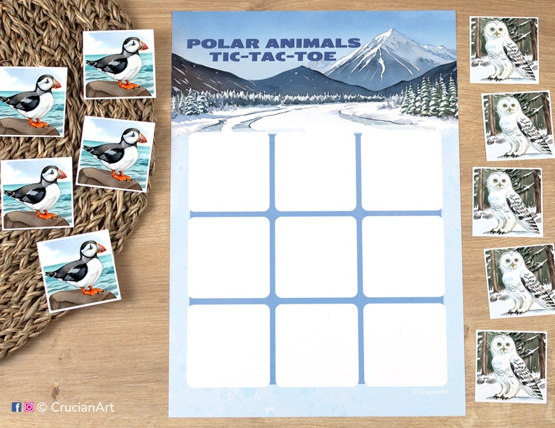 Arctic Animals Tic-tac-toe Game: Preschool, Kindergarten Printable ...