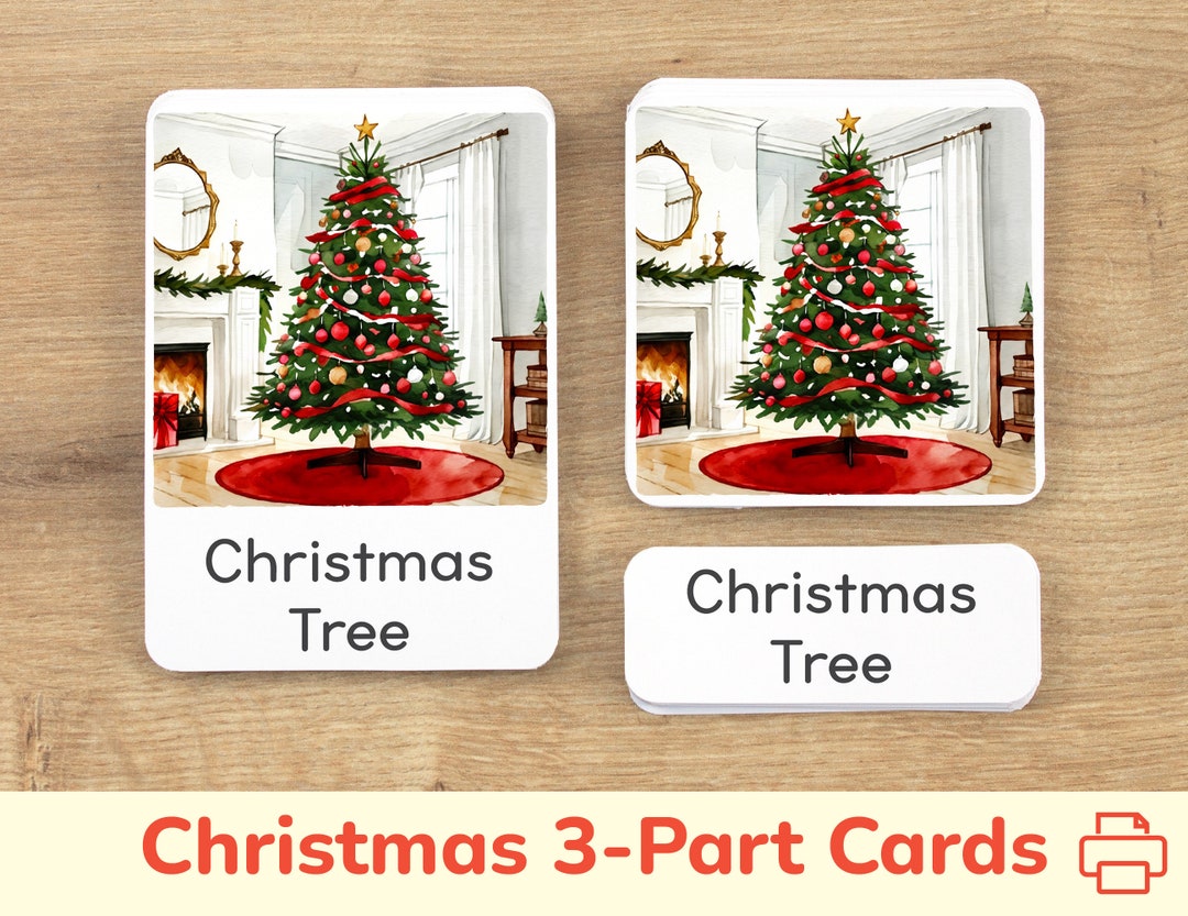 Christmas 3-part Cards: Visual Cards and Words Matching. Winter ...
