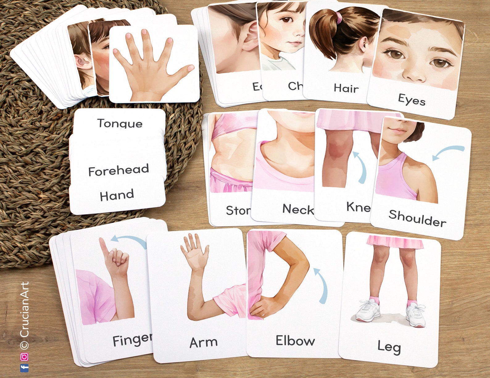 BOY & GIRL Versions Body Parts 3-part Cards. Body Identification ...