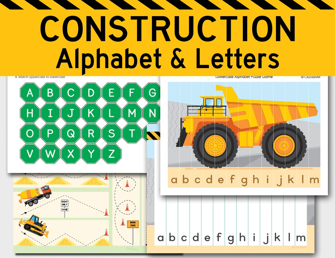 Construction Trucks Alphabet Busy Book. Printable Vehicles Abcs ...