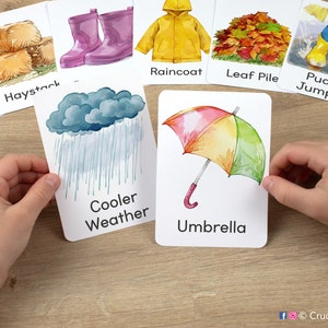 Fall Themed Flashcards for Seasonal Vocabulary Boosts. Toddler ...