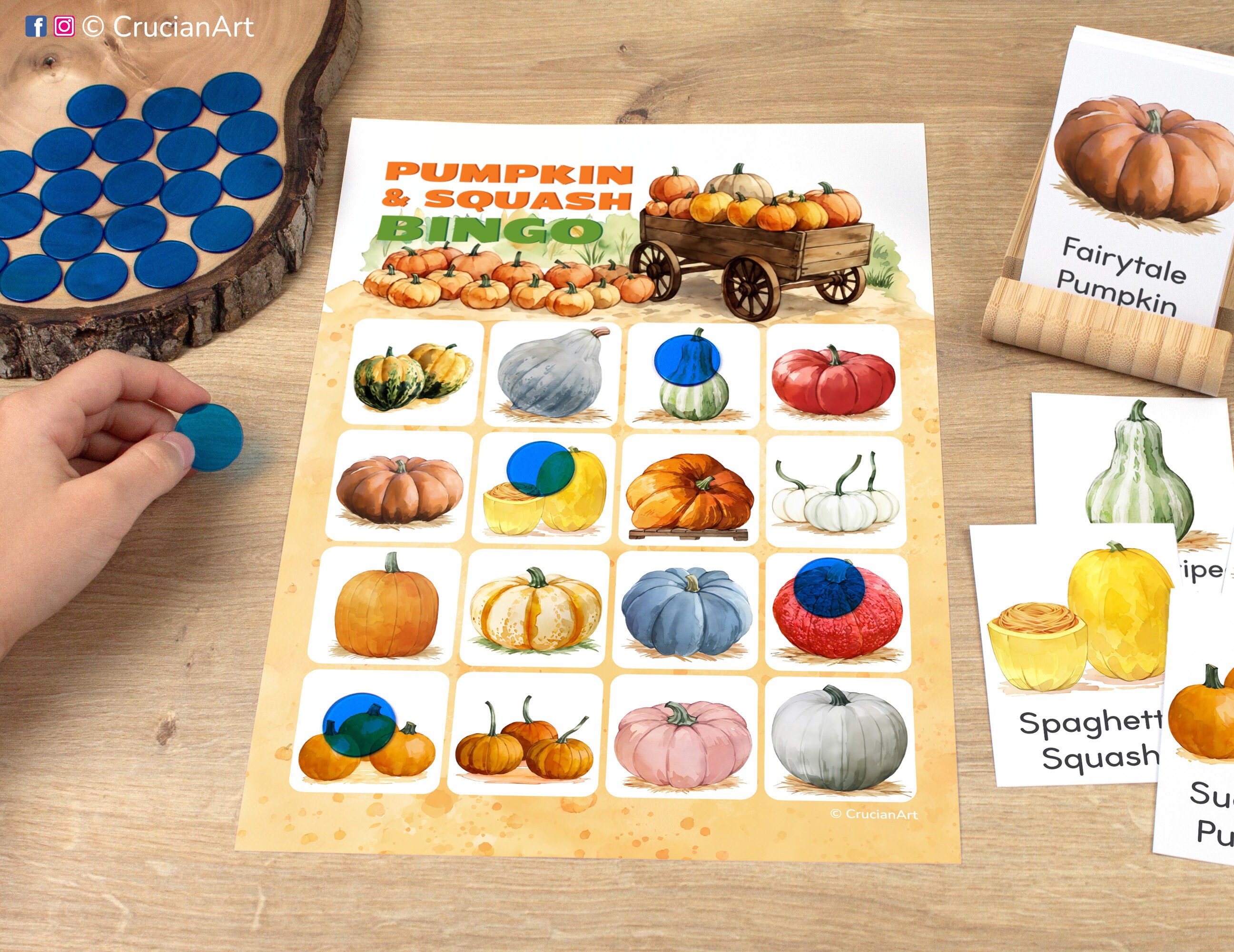 Pumpkins and Squashes Bingo Game: Printable Preschool, Kindergarten ...