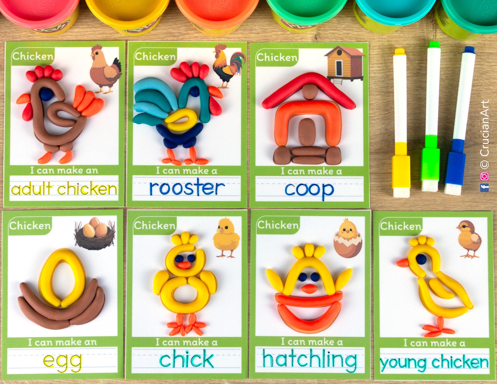 Life Cycle of a Chicken Playdough Mats: Printable Play Dough Activity ...