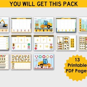 Construction Vehicles Numbers 1-10 & Counting Printable Busy Book ...