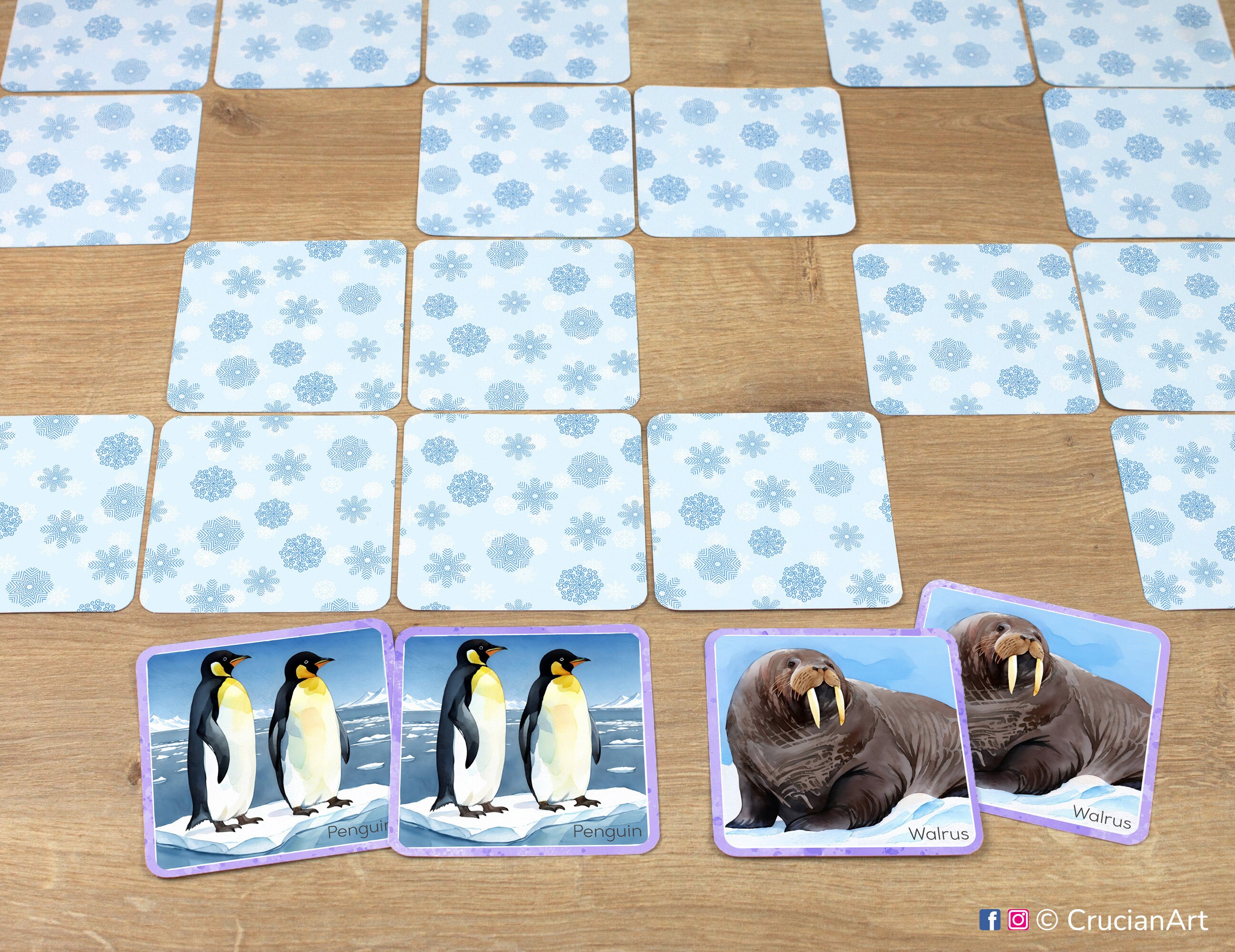 Polar Animals Memory Game: Printable Toddler Preschool Kindergarten ...