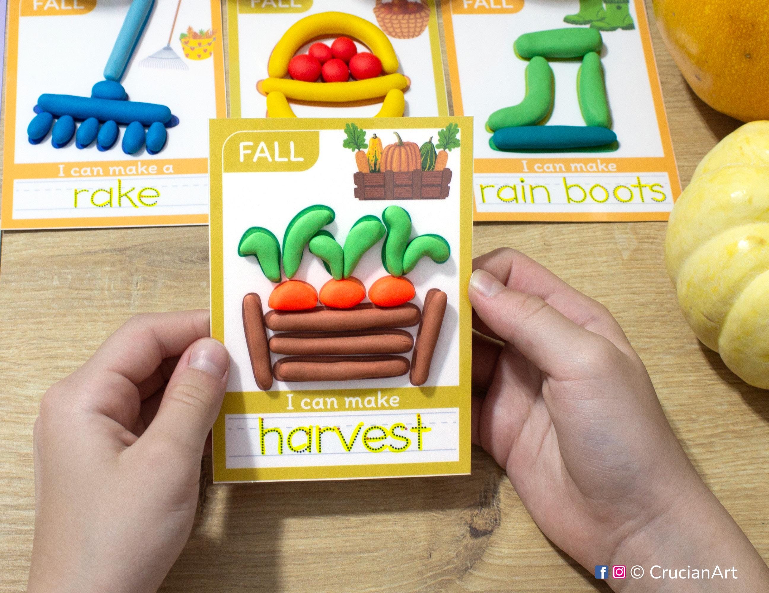 Fall Season Playdough Mats: Autumn Printable Play Dough Mat. Toddler ...