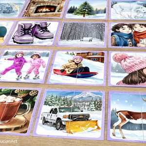 Winter Puzzle Pairs: Printable Match Cards for Toddlers. Preschool ...