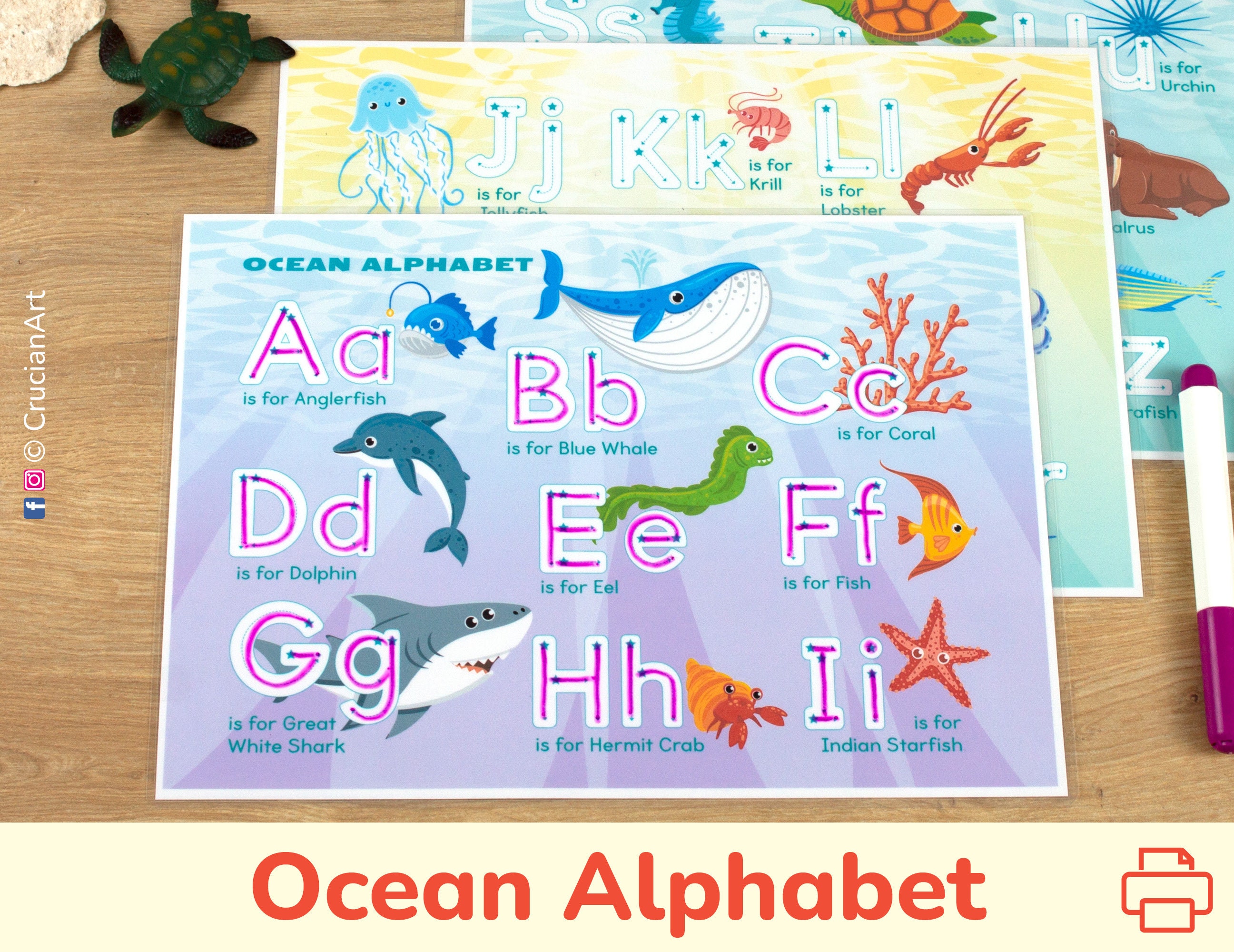 Ocean Alphabet Tracing Activity. Printable Uppercase and Lowercase Sea ...