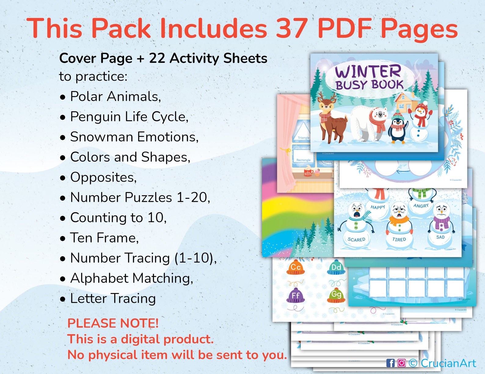 Winter Printable Busy Book. Preschool Learning Binder. - Etsy