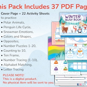 Winter Printable Busy Book. Preschool Learning Binder. Preschool ...