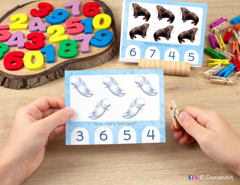 Polar Animals Count & Clip Cards. Printable Counting up to 12 Activity ...