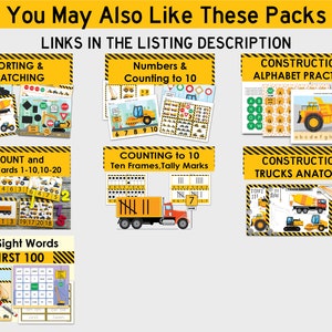 Construction Vehicles Sorting & Matching Printable Busy Book. Truck ...