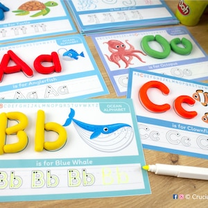 OCEAN ANIMALS Play Dough Mats. Under the Sea Alphabet Playdough ...