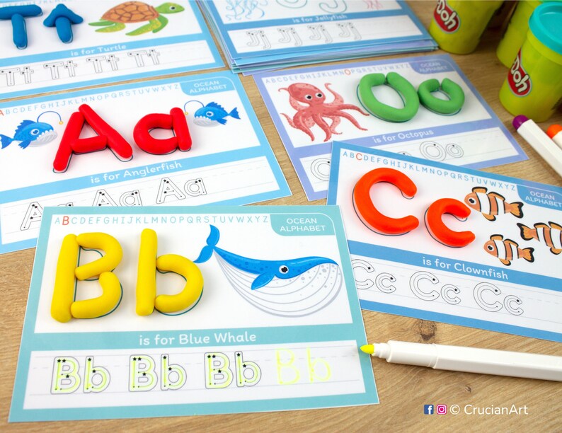 OCEAN ANIMALS Play Dough Mats. Under the Sea Alphabet Playdough ...