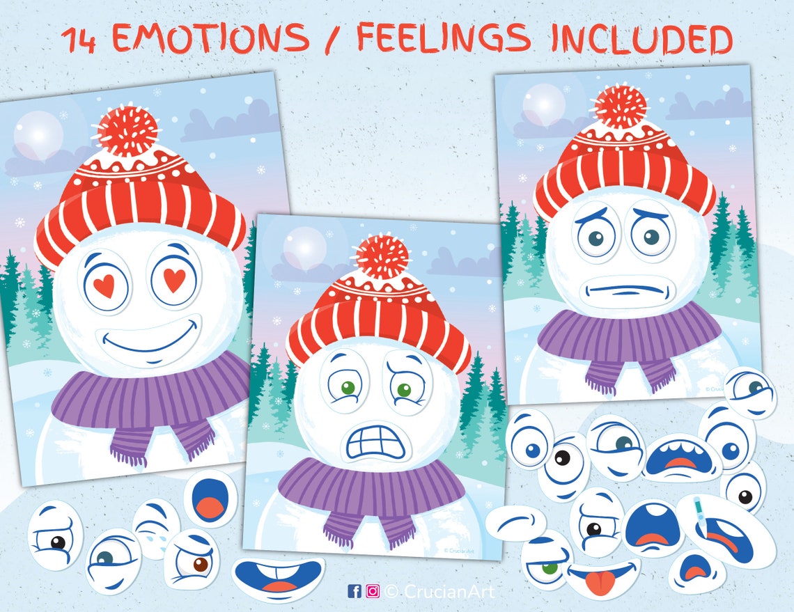 SNOWMAN Emotions and Feelings. Winter Printable Activity for - Etsy
