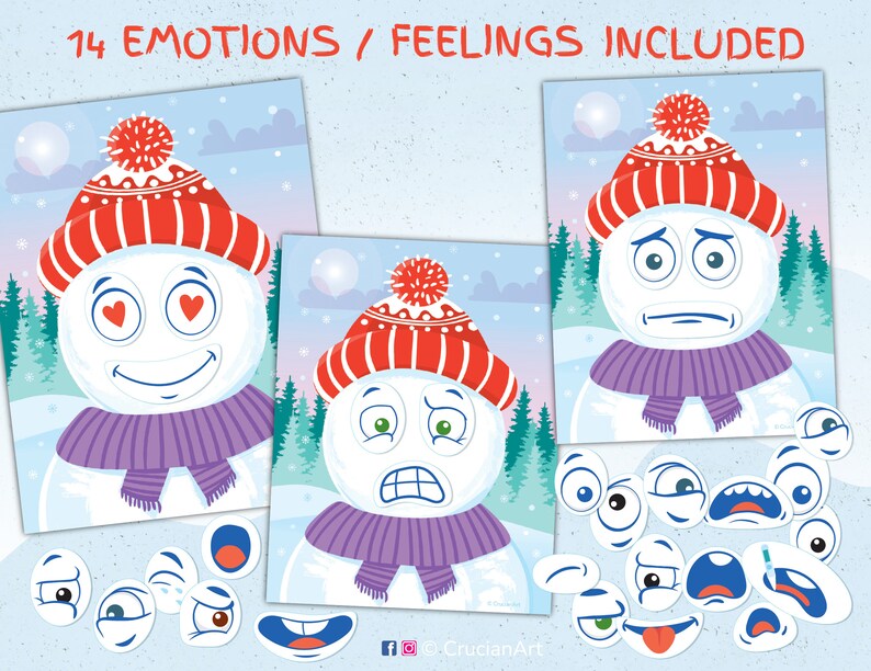 SNOWMAN Emotions and Feelings. Winter Printable Activity for - Etsy