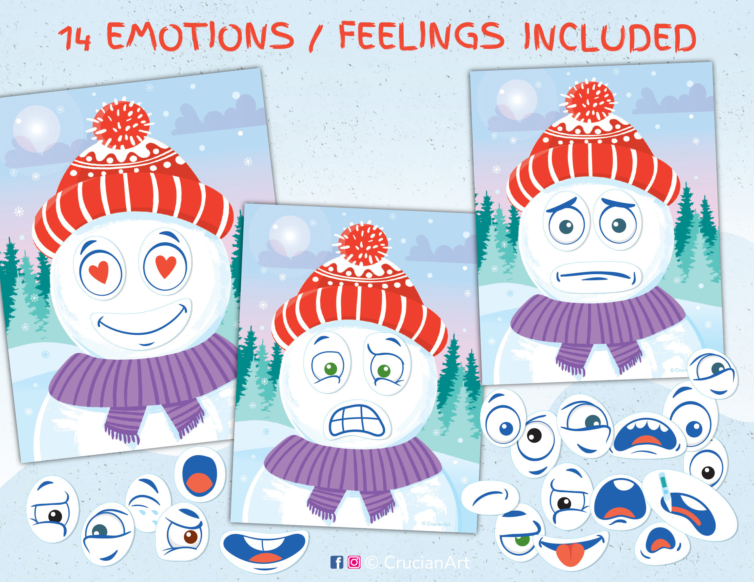SNOWMAN Emotions and Feelings. Winter Printable Activity for - Etsy