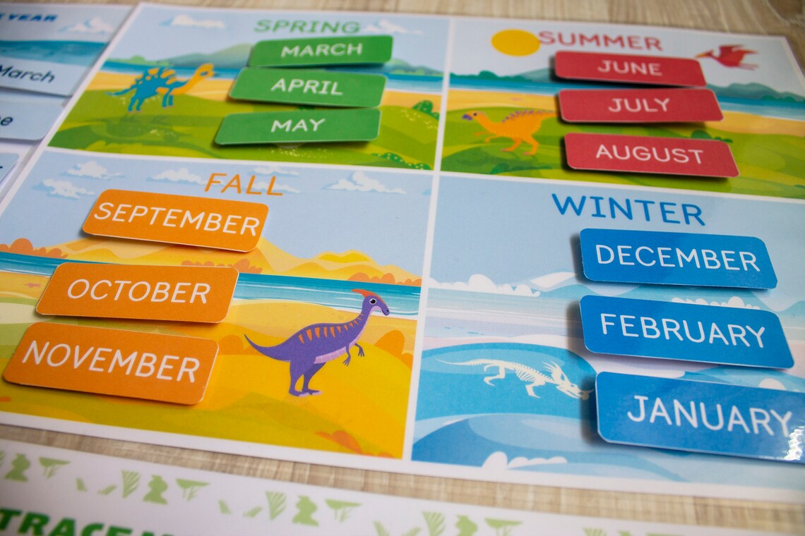 Dinosaur Season & Months Printable Activities. Circle Time | Etsy
