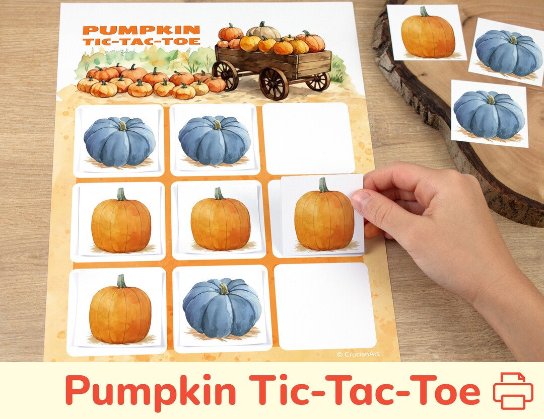 Pumpkin Theme Tic-tac-toe Game: Toddler, Preschool, Kindergarten ...