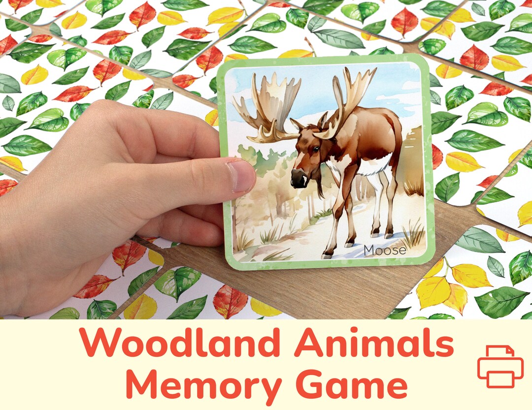 Woodland Animals Memory Game: Printable Toddler Preschool Kindergarten ...