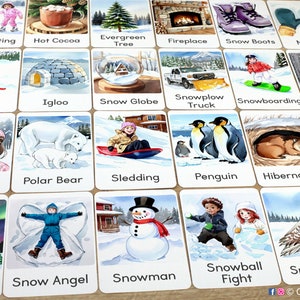 Winter Flashcards: Toddler Preschool Kindergarten Printable Flash Cards ...