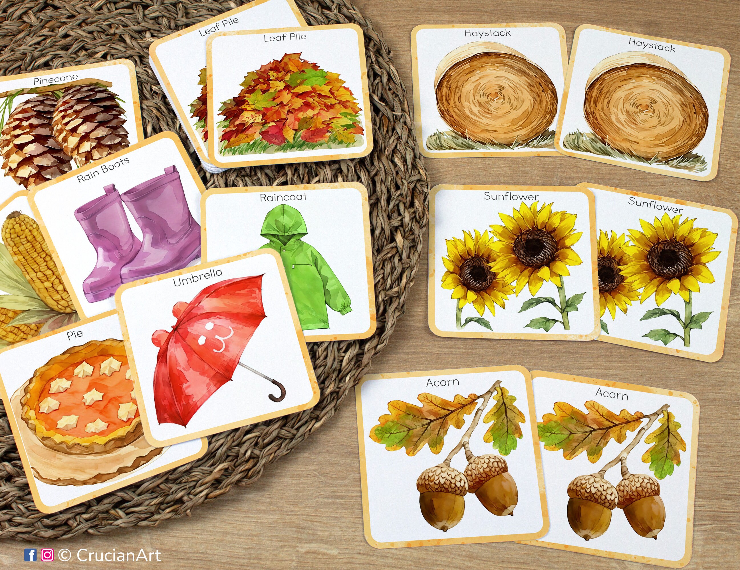 Fall Theme Memory Game: Printable Toddler Preschool Matching Activity ...