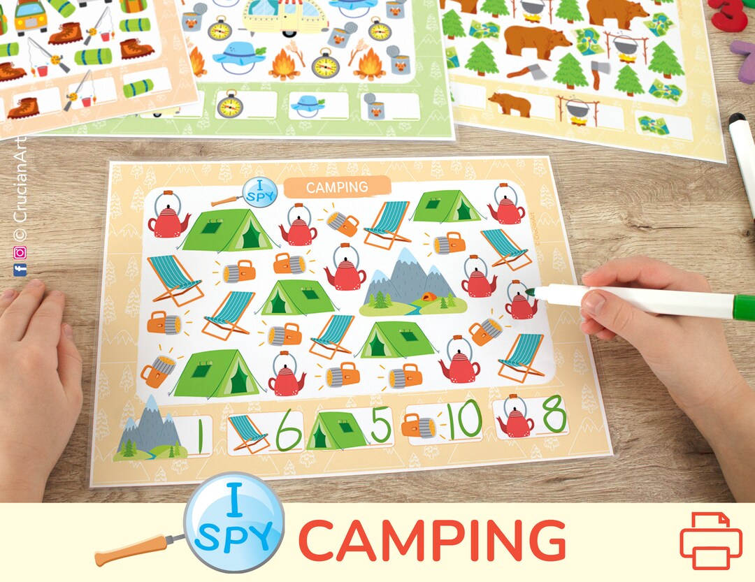Camping I Spy Counting Activity. Preschool Learning Worksheets ...