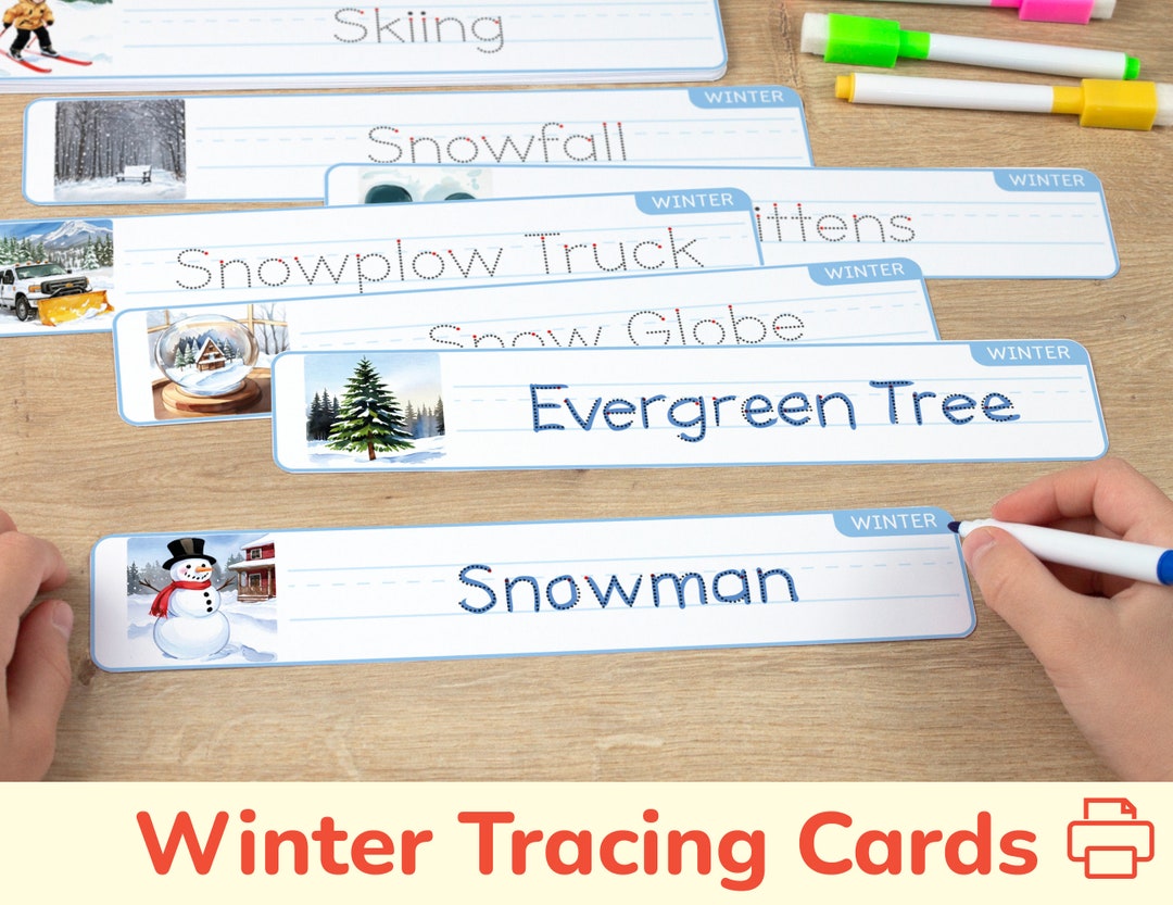 Winter Tracing Strips: Printable Educational Activities, Preschool ...