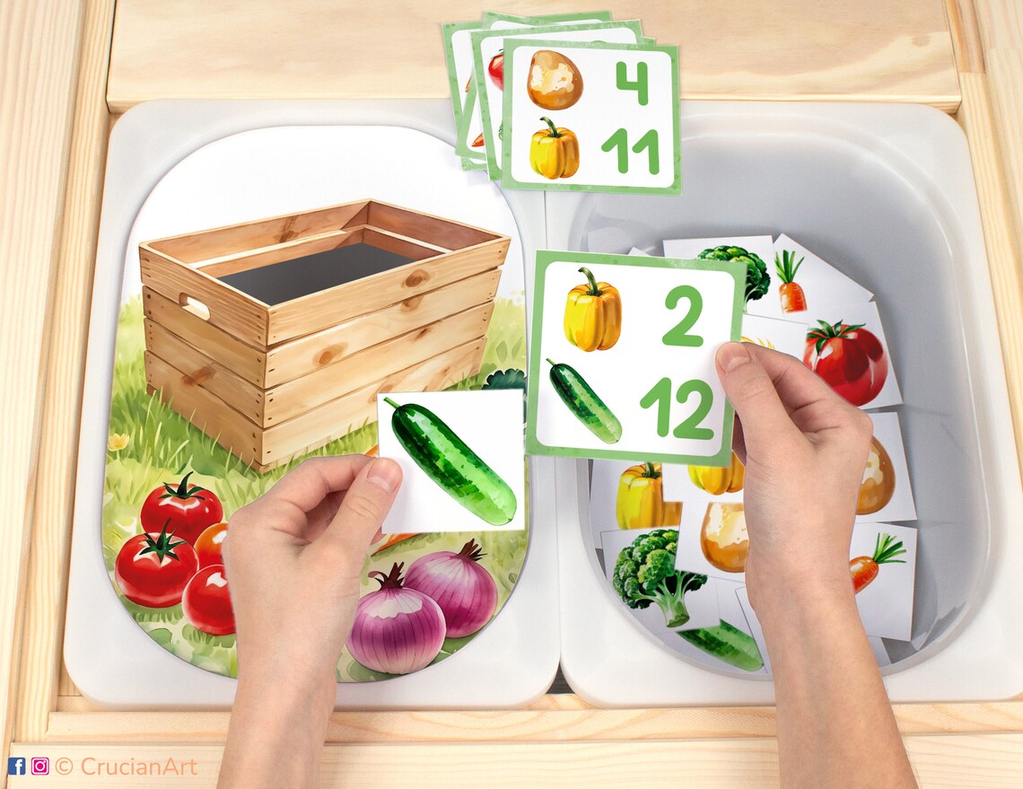 Harvest Vegetables Flisat Insert: Sort and Count Veggies Printable ...