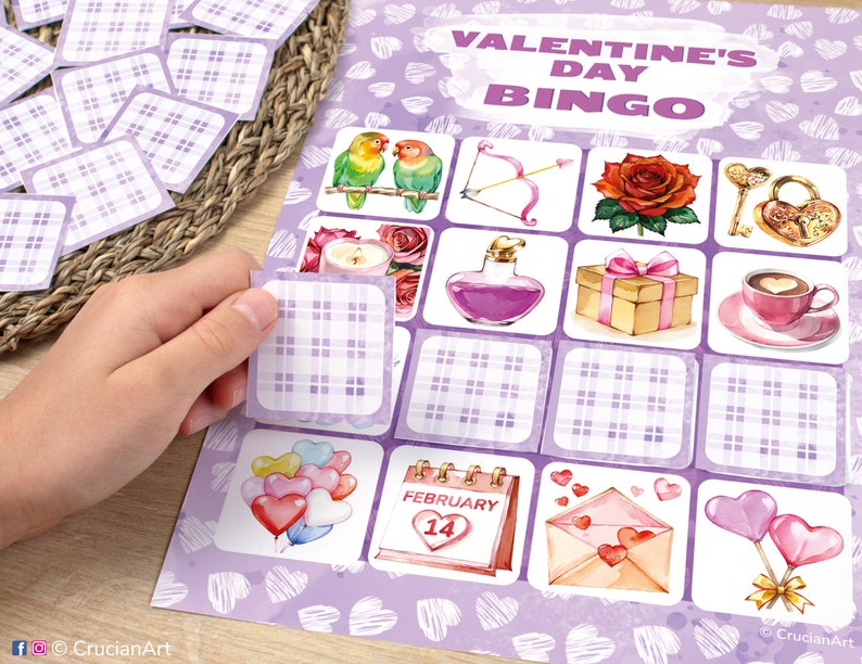 Valentine's Day Bingo Game: Printable Preschool, Kindergarten, Toddler ...
